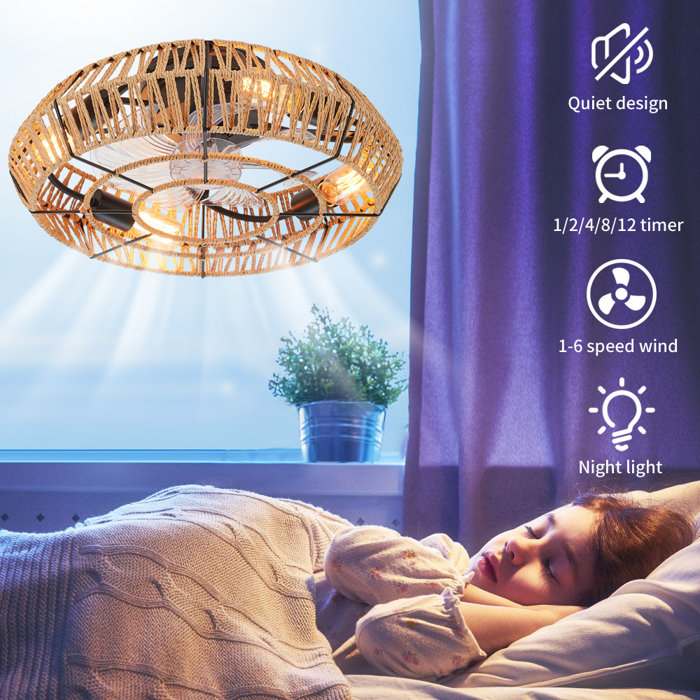 Bay Isle Home Mattawan 19.6"- 4 Light 7 Blade Caged Ceiling Fan with ...